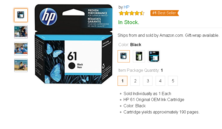 HP 61 Black Original Ink Cartridge | Professional Dude